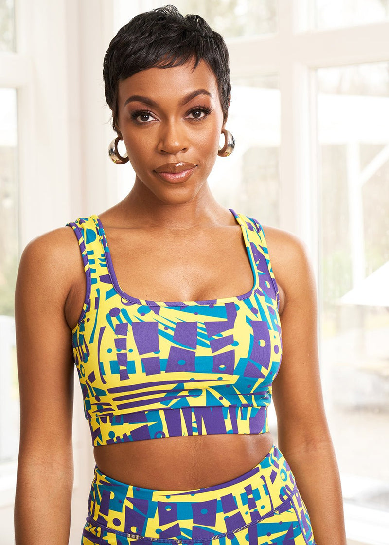 Adamma Women's African Print Sports Bra (Neon Tropical Stamp) – D'IYANU
