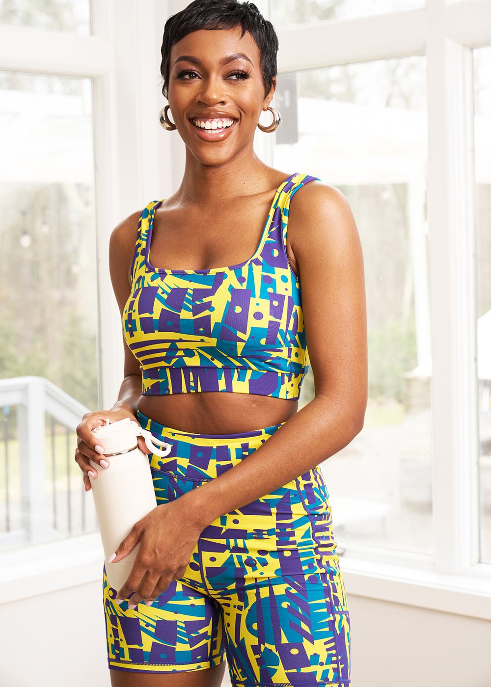 Adamma Women's African Print Sports Bra (Neon Tropical Stamp) – D'IYANU