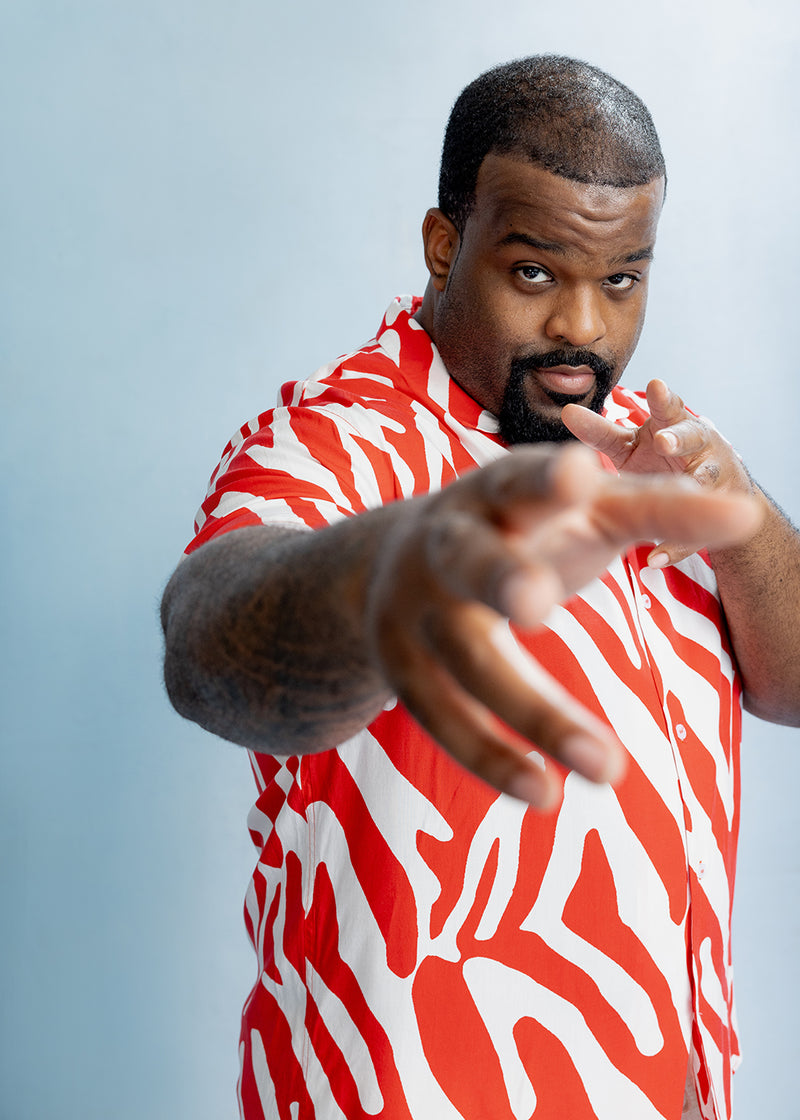 Malik Men's African Print Button-Up Shirt (Deep Orange Zebra Abstract ...