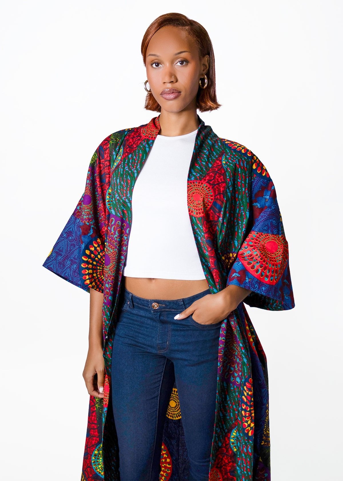 Ondina Womens African Print Kimono (New Harvest Multipattern