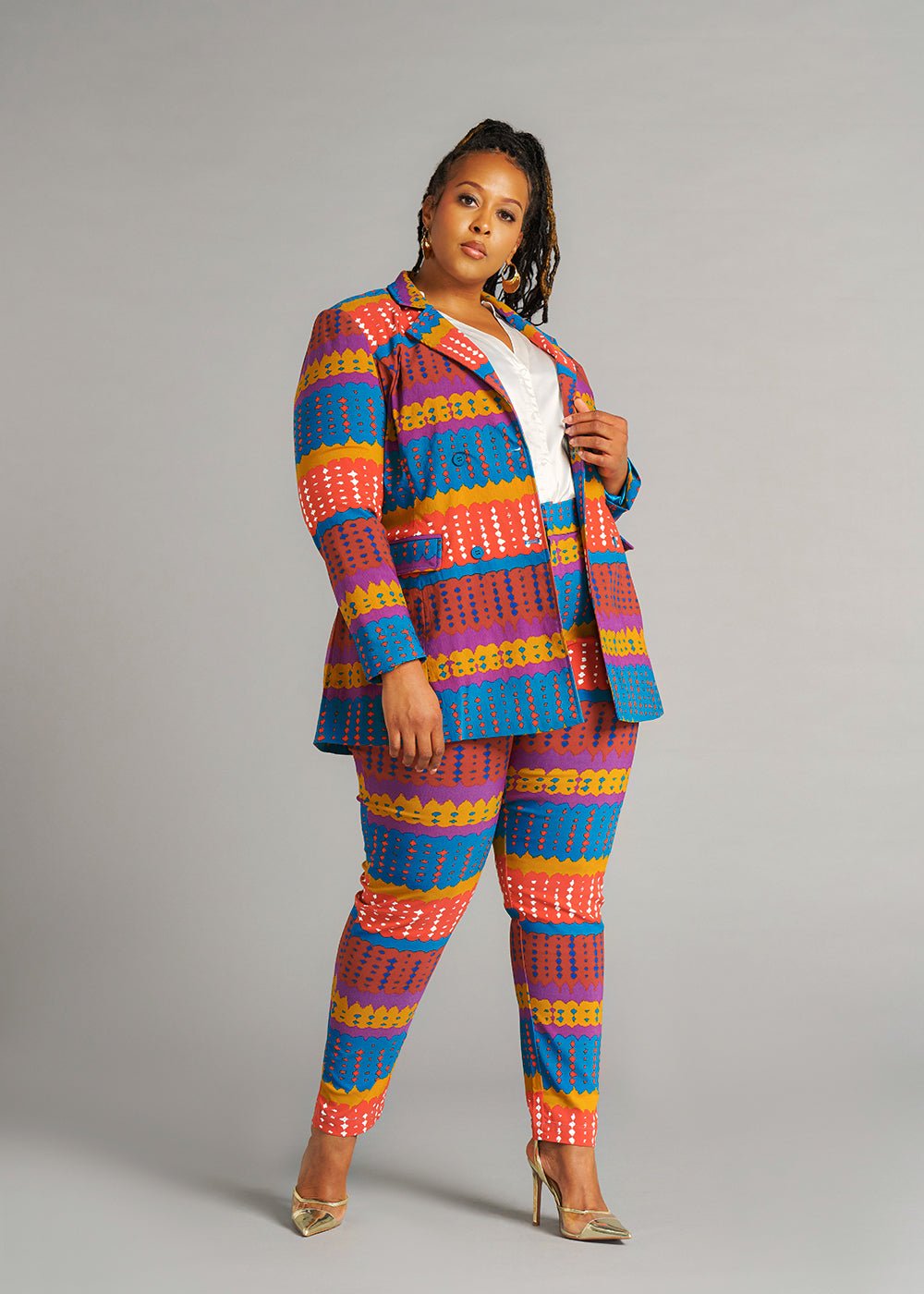 Talia Women's African Print Stretch Pants (Orange Teal Adire) - Cleara ...