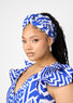 Women's African Print Headwrap/Scarf (White Cobalt Tribal)