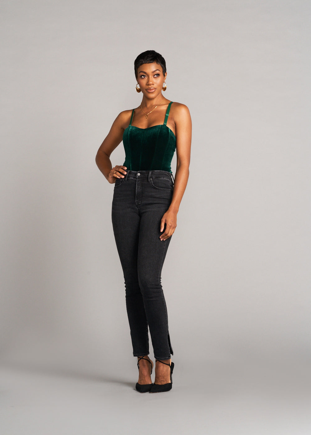 Safisha Women's Velvet Corset (Emerald) – D'IYANU