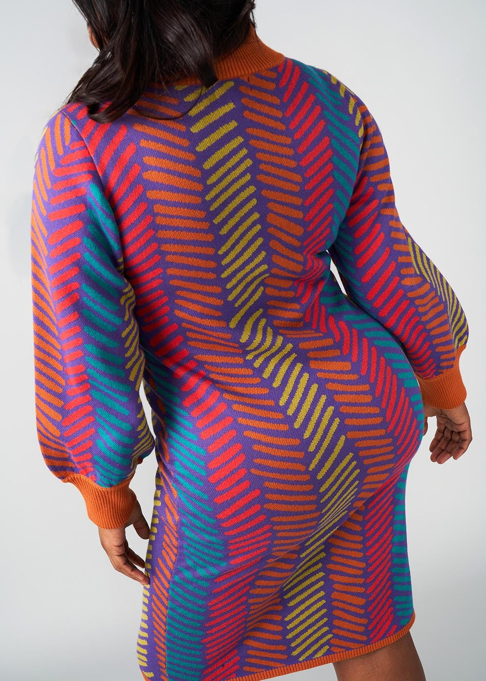Zania Women’s African Print Sweater Dress - Rainbow Tribal