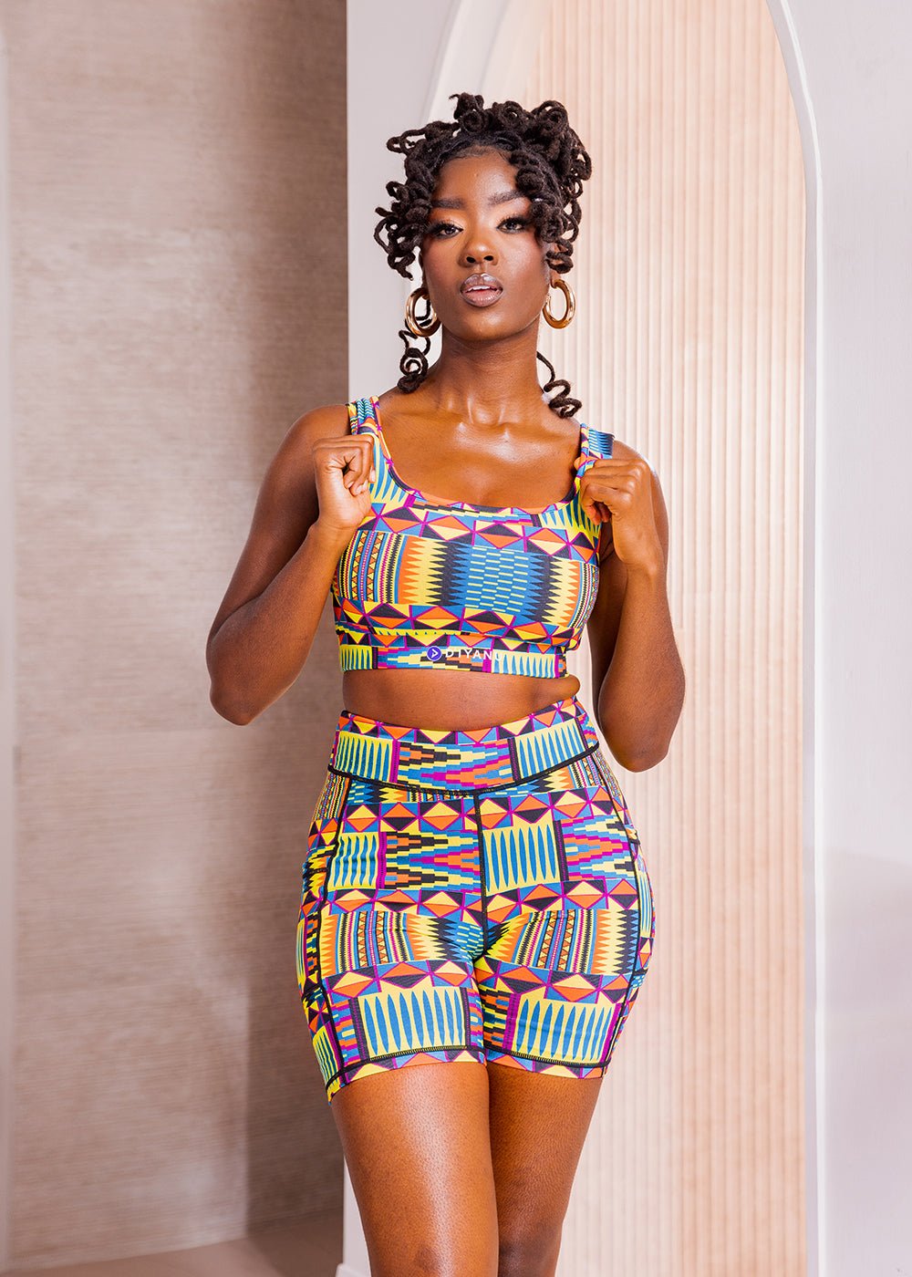 Adamma Women's African Print Sports Bra (Canary Yellow Kente) – D'IYANU