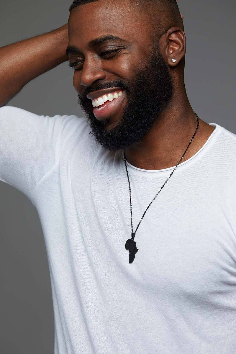 Adinkra Africa Map Necklace - Humility & Strength