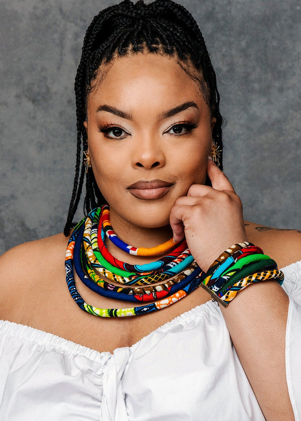 Asabi Women's African Print Layered Bangle Bracelet